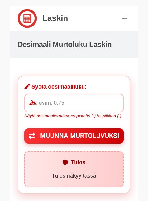 Desimaali Murtoluku Laskin - Laskin