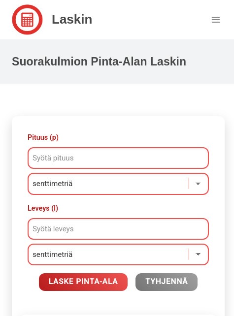 Suorakulmion Pinta-alan Laskin - Laskin